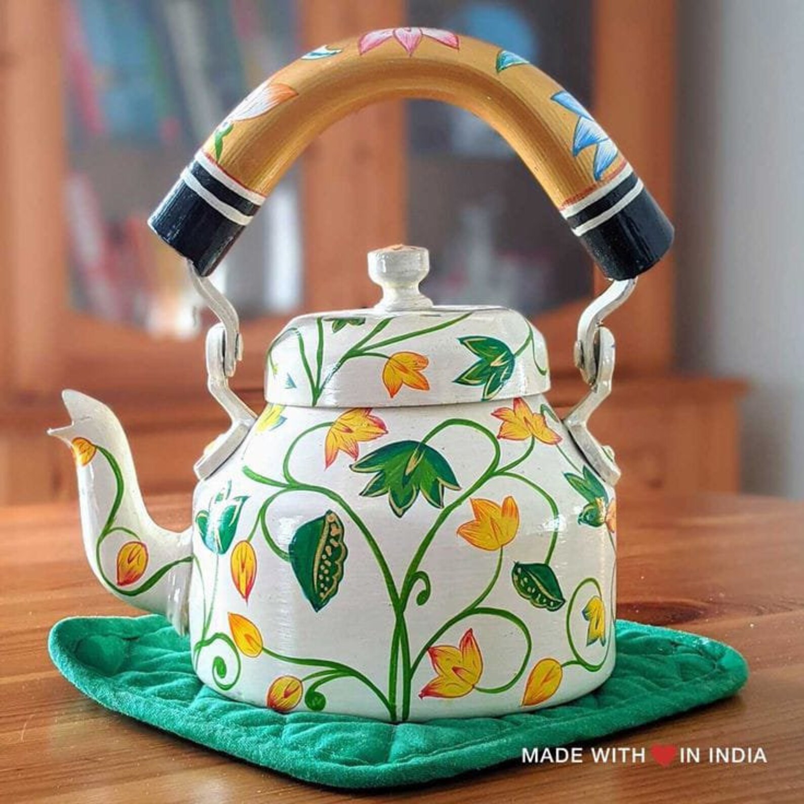 Indian Teapot, Breakfast Tea Kettle, Hand Painted Tea Pot, Cool Thank ...