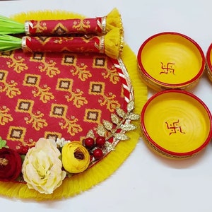 Indian Wedding Haldi Thaal, Pithi Decorative Tray, Haldi Ceremony ...