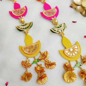 Colorful Diya Hangings With Ethnic Gota Patti for Diwali Decoration ...