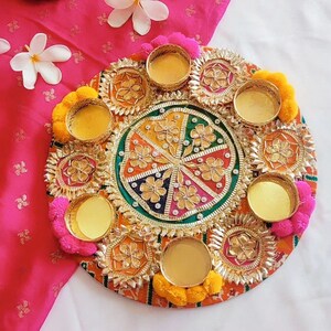 Diwali Rangoli Decoration, Gota Patti & Pom Pom, Tealight Wax Warmer ...