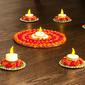 Diwali Decoration, Handmade Rangoli Set for Temple, Beaded Pearls Art ...