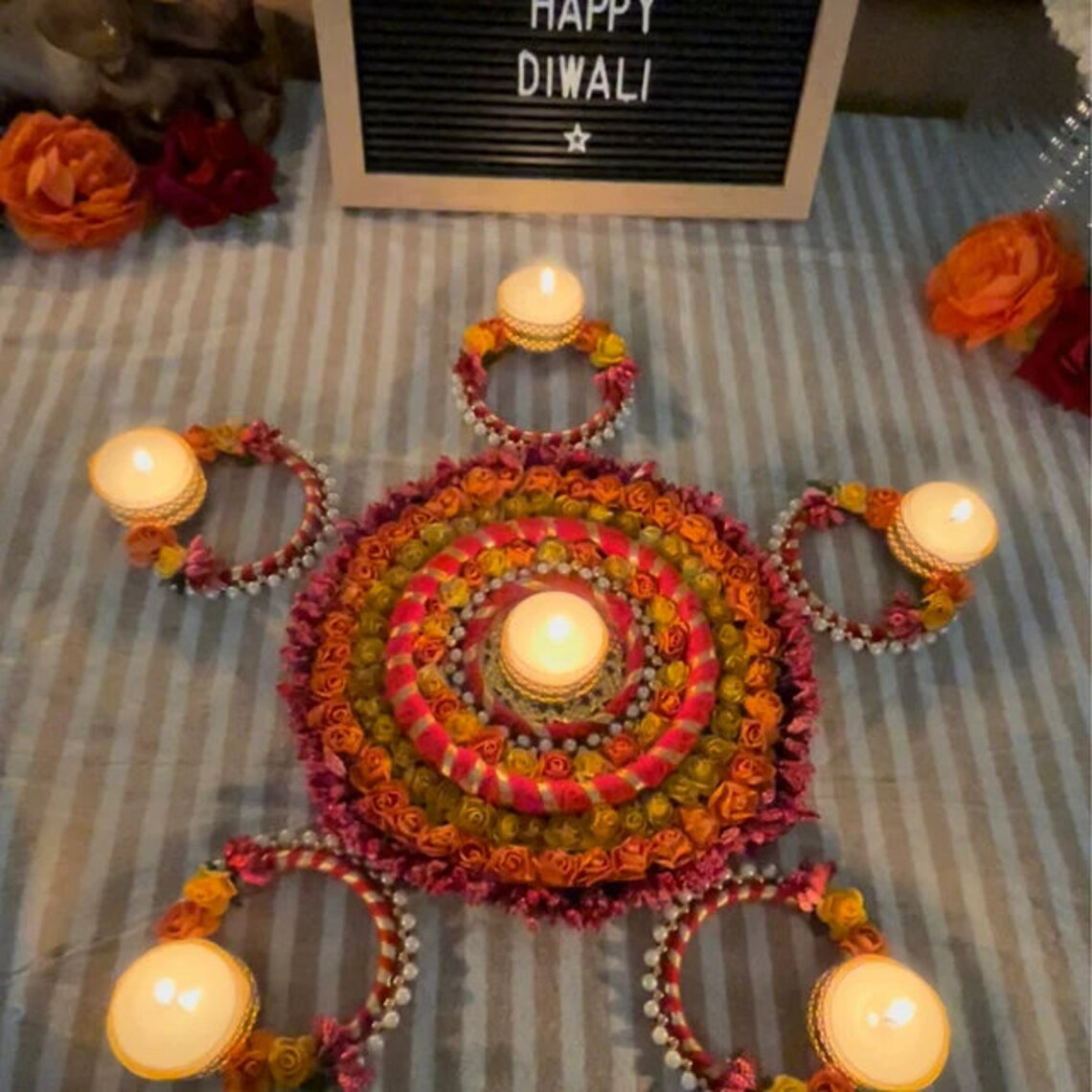 Handmade Rangoli Set Diwali Decoration Tealight Candle - Etsy