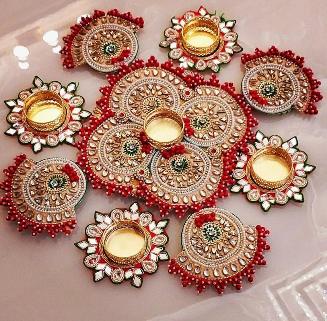 Indian Diwali Decoration Floral Rangoli Mat Tealight Candle - Etsy