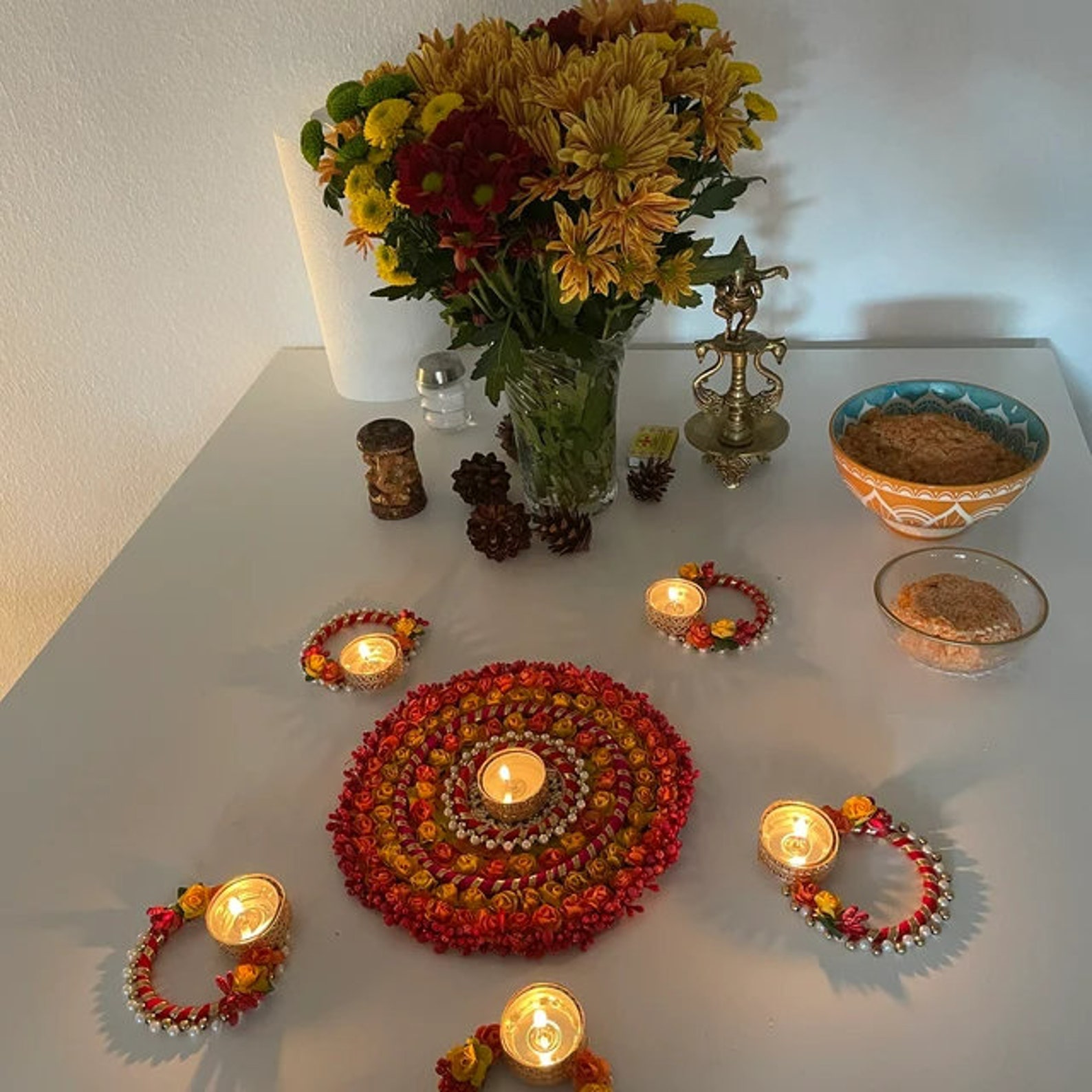 Handmade Rangoli Set Diwali Decoration Tealight Candle - Etsy