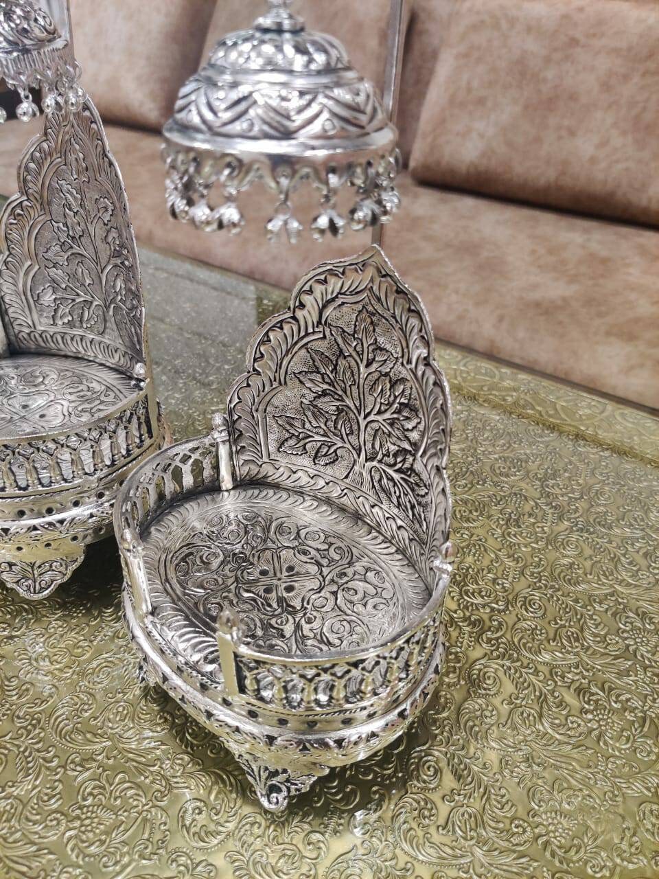 Hand Engraved Singhasan for Hindu God, Deity, Vyasasana for Pooja ...
