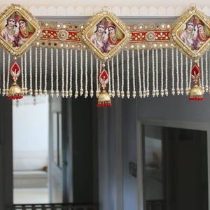 Radha Krishna Bandanwar Handmade Door Decor With Pearls & Jhumkas ...