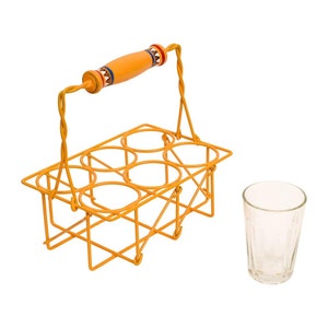 Indian Kitchen Glass Set With Metal Stand, Chai Glass Stand, Chai Tea ...