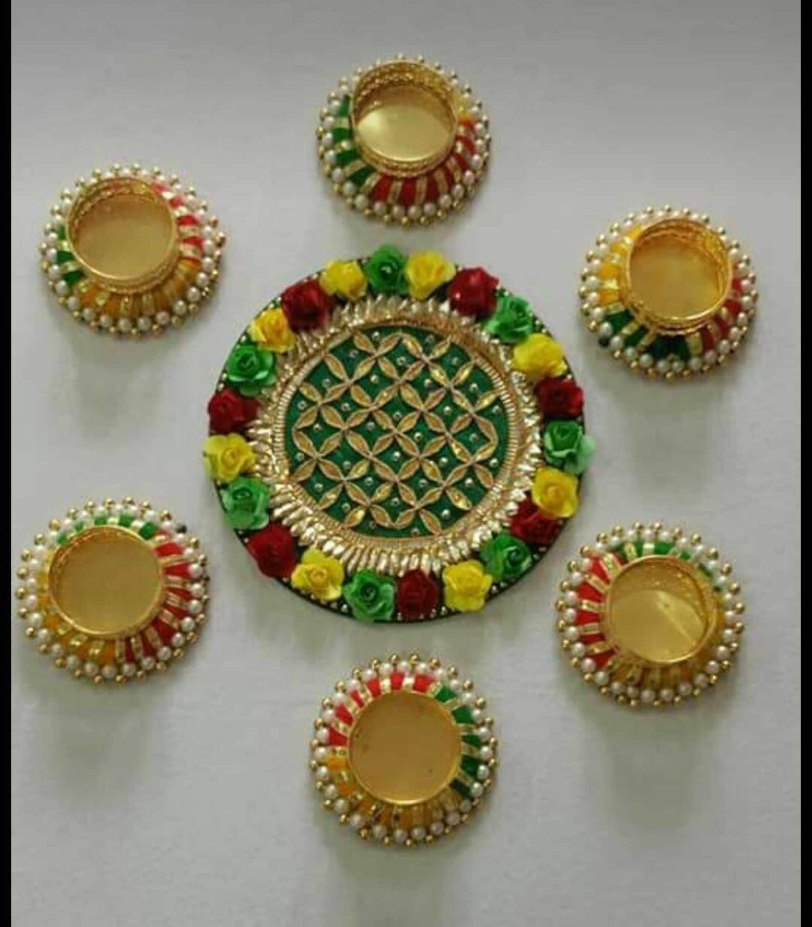 Indian Traditional Floral Gota Patti Rangoli Set Navratri LED - Etsy