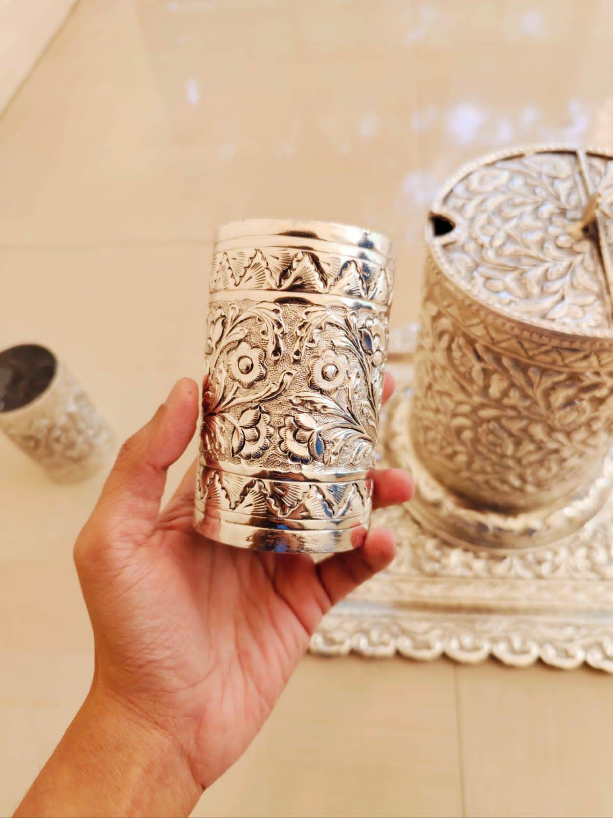 Home & Living Hand Engraved Antique Water Pitcher and Tumble Set German ...