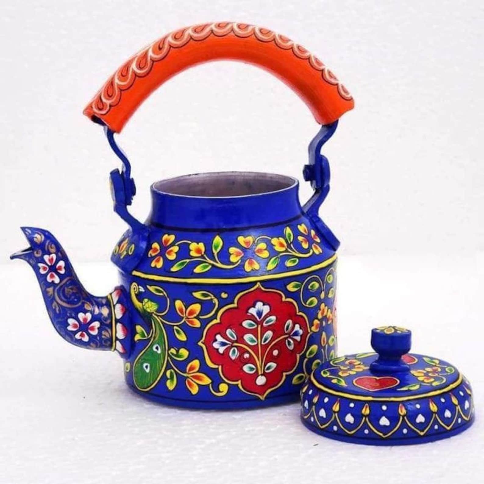 Indian Teapot, Breakfast Tea Kettle, Hand Painted Tea Pot, Cool Thank ...
