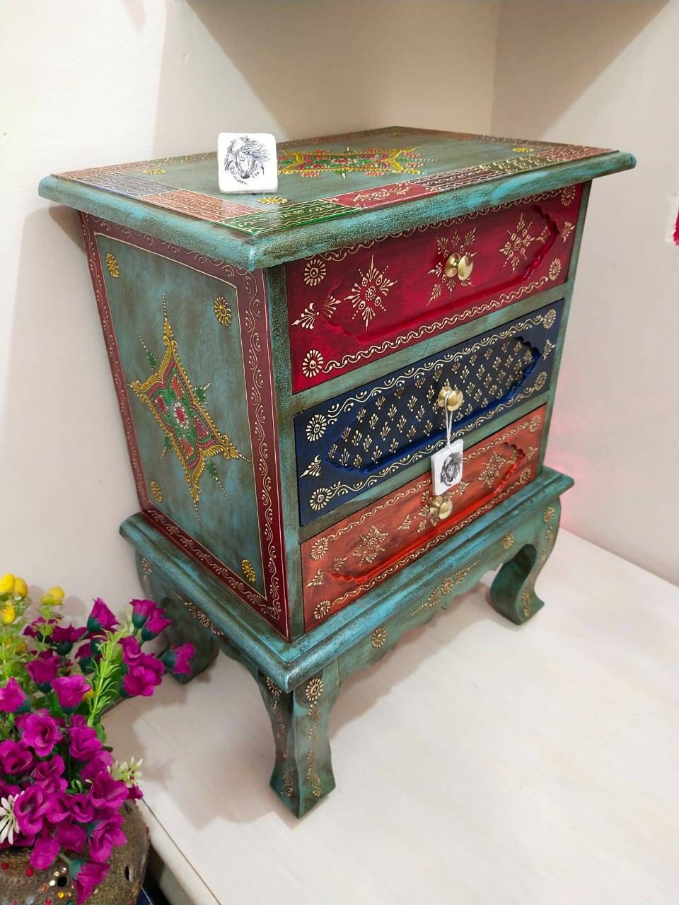 Indian Side Table Wooden Chest of Drawers Treasure Chest - Etsy