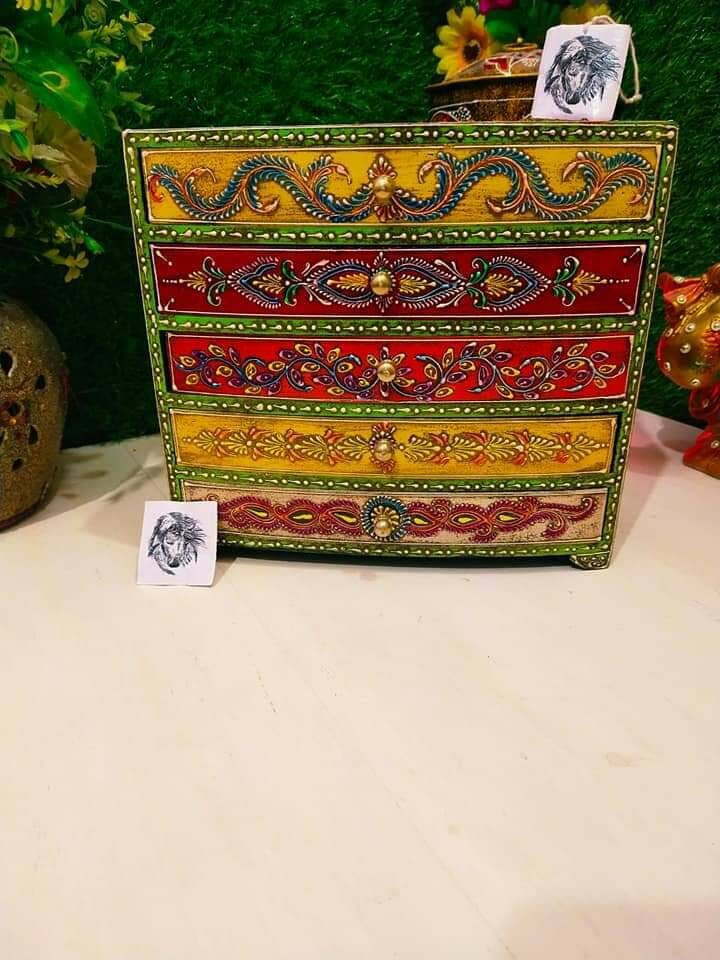 Wooden Chest of 5 Drawers Hand Painted Jewelry Trinket Boxes - Etsy