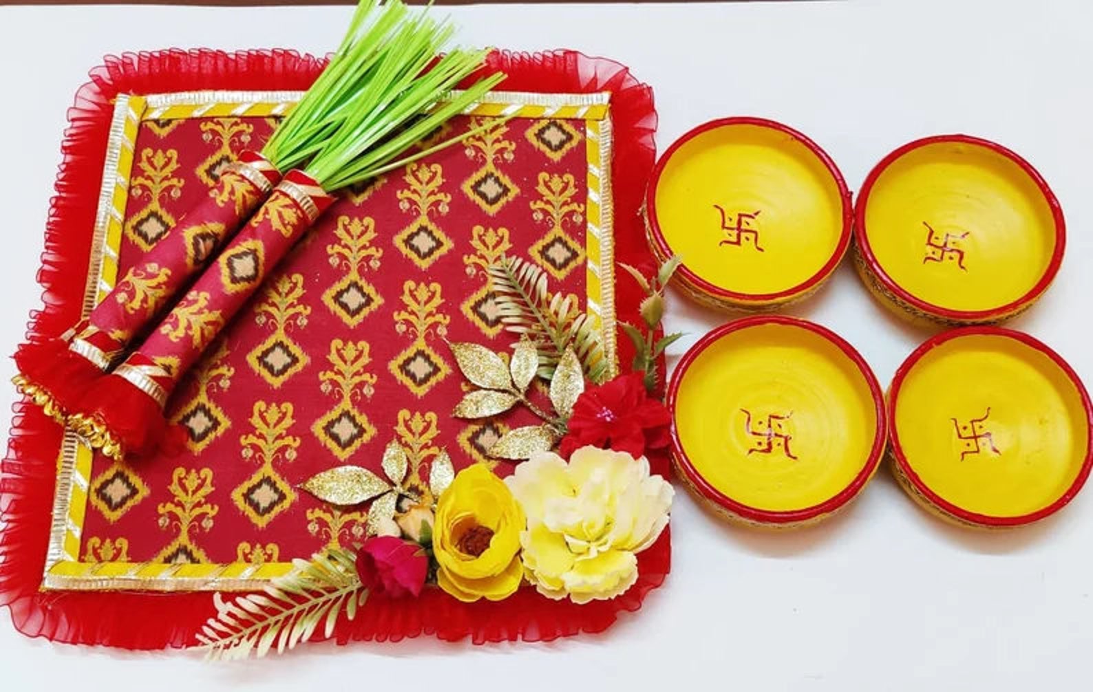 Indian Wedding Haldi Thaal Pithi Decorative Tray Haldi - Etsy