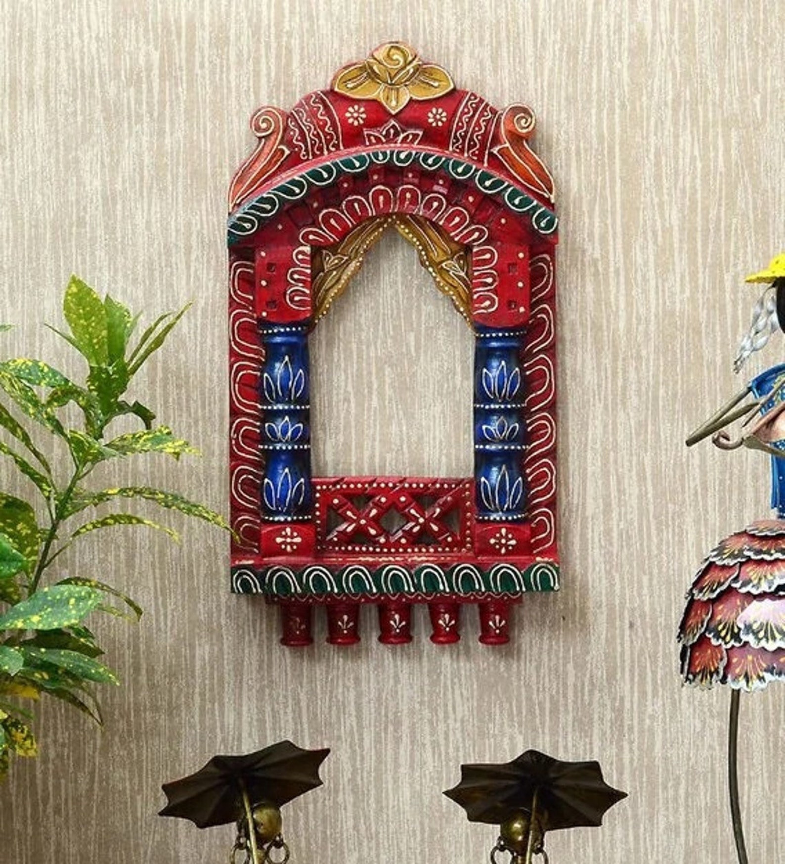 Wooden Window Wall Frame Hand Painted Hand Carved Indian - Etsy