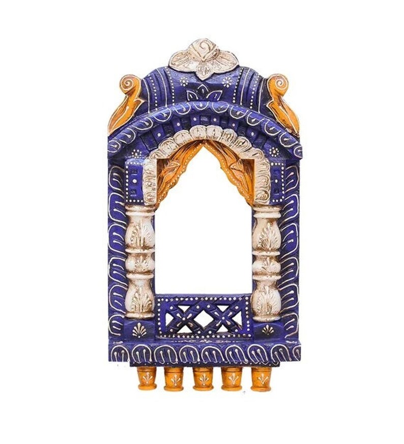 Wooden Window Wall Frame, Hand Painted Hand Carved Indian Ethnic Wall ...
