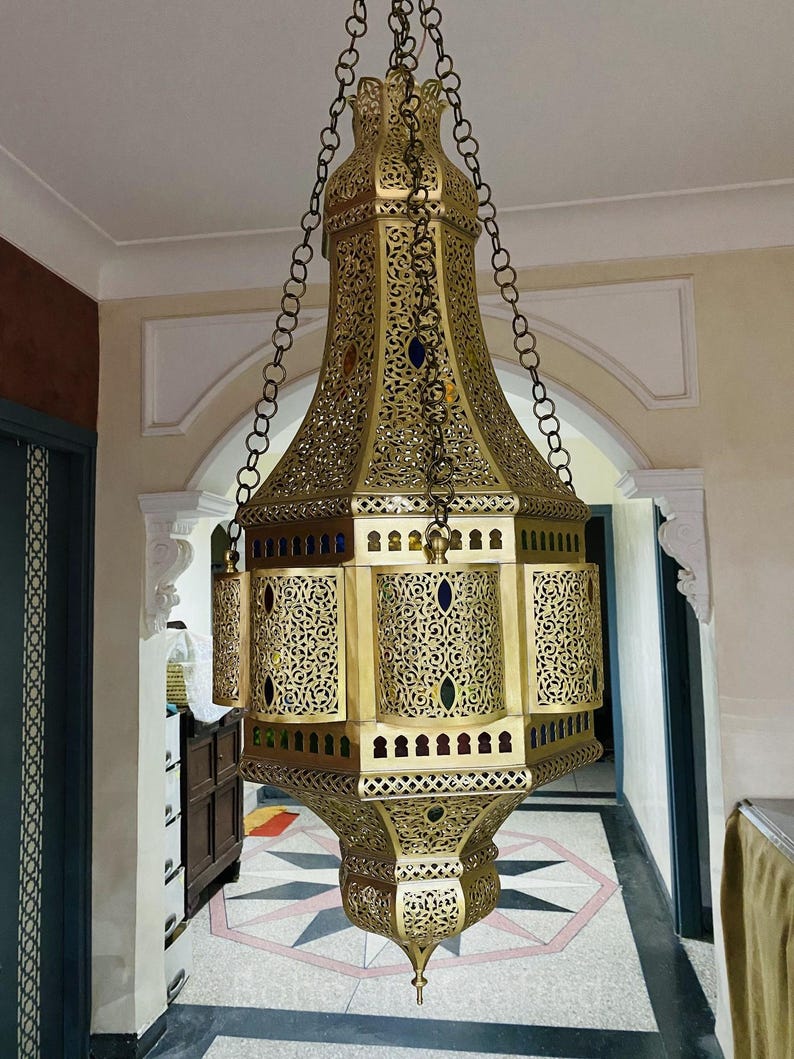 Handmade Moroccan Brass Pendant Light,arabic Lighting, Elegant ...