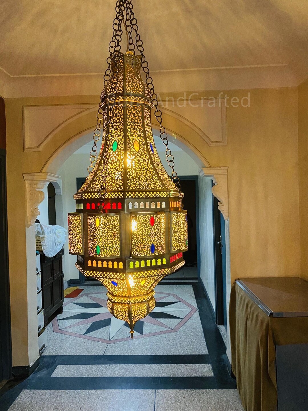 Handmade Moroccan Brass Pendant Light,arabic Lighting, Elegant ...