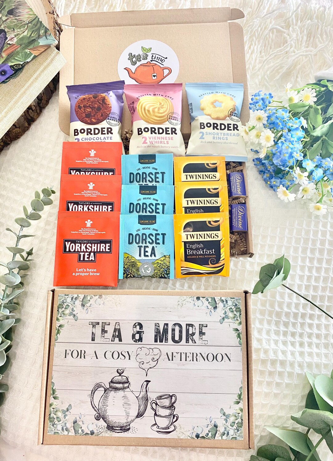 Tea, Biscuits & Chocolate Gift Box Valentine Birthday Afternoon Tea ...