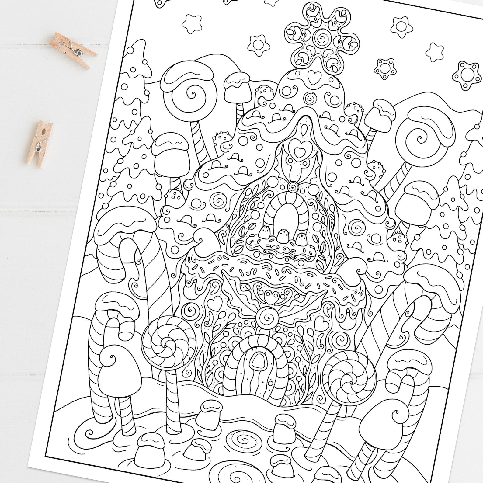 Christmas Gingerbread House Coloring Page Whimsical - Etsy