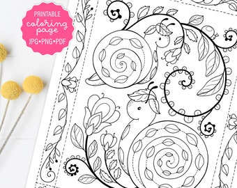 Wildflowers and Fern Coloring Page Set of 4 Printable Forest - Etsy