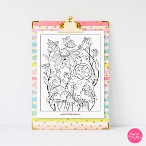 Cute Snails and Ladybugs Coloring Page, Wildflowers Coloring Sheet ...
