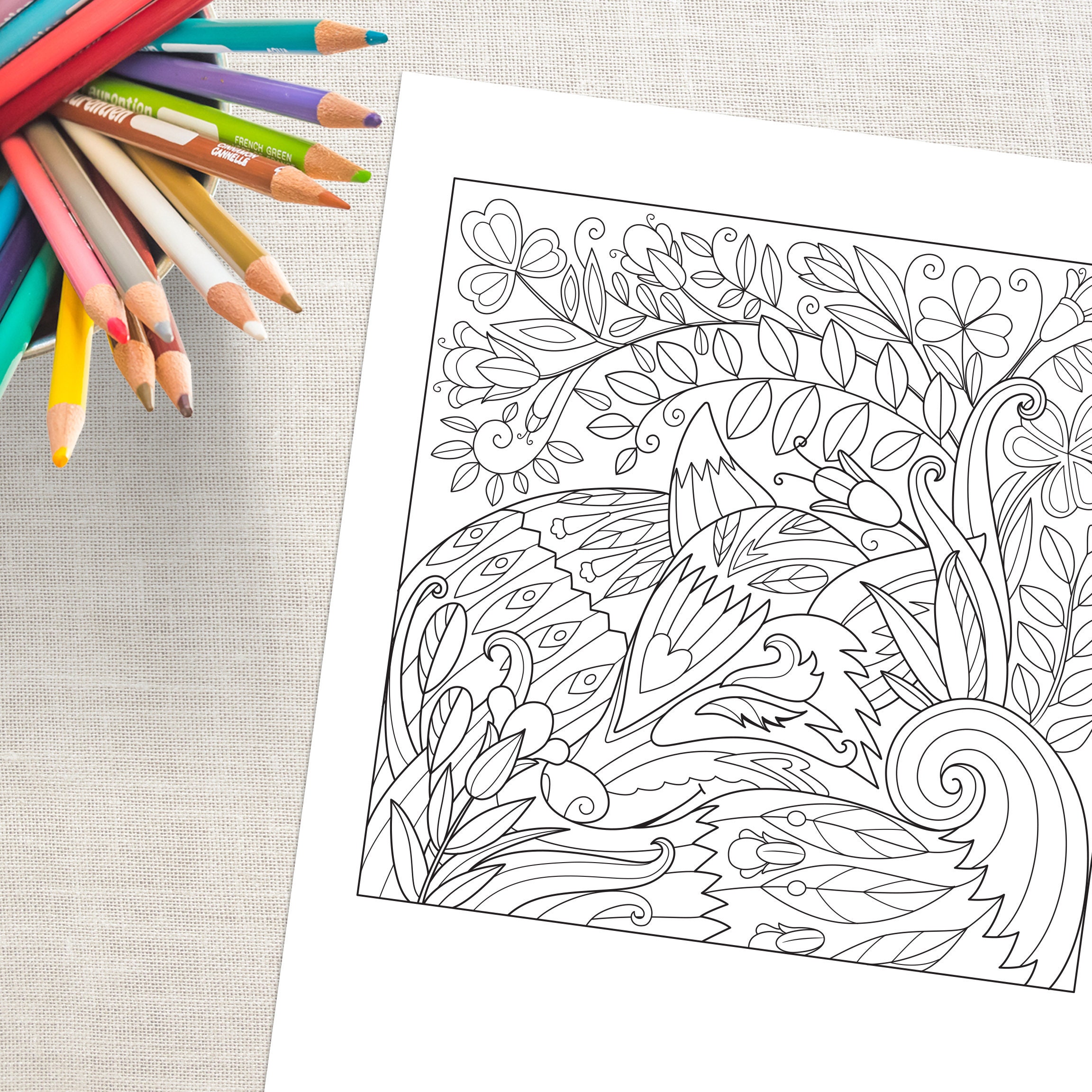 Fox Coloring Page, Cute Fox Coloring Sheet, Adult Coloring, Printable ...