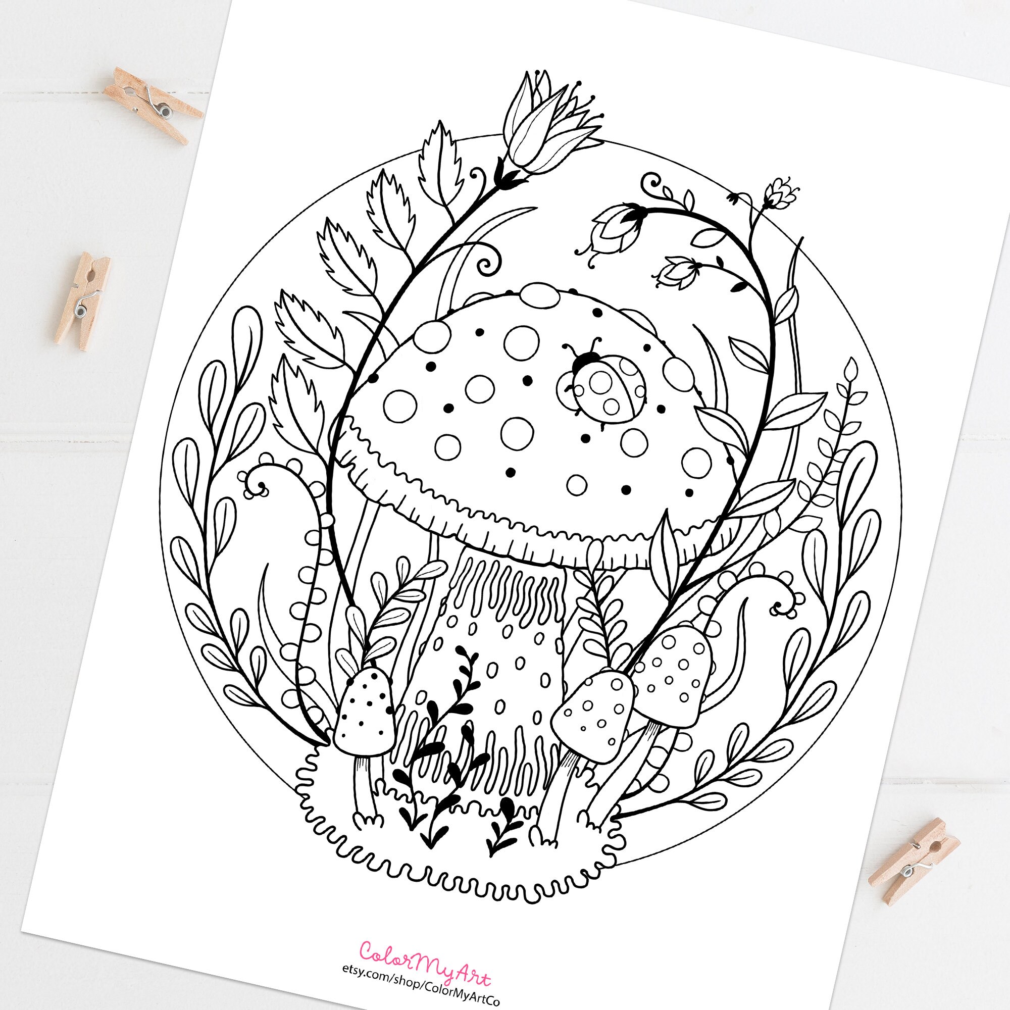 Cute Forest Snails Ladybug Hedgehog and Mushrooms Coloring - Etsy