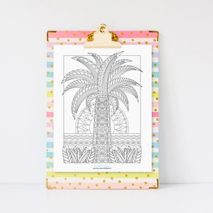Tropical Palm Coloring Page, Palm Tree Adult Coloring Sheet, Printable ...