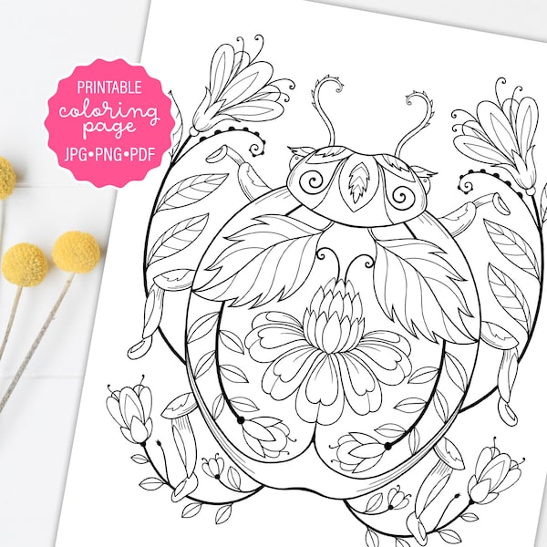 Beetle Coloring Sheet - Etsy