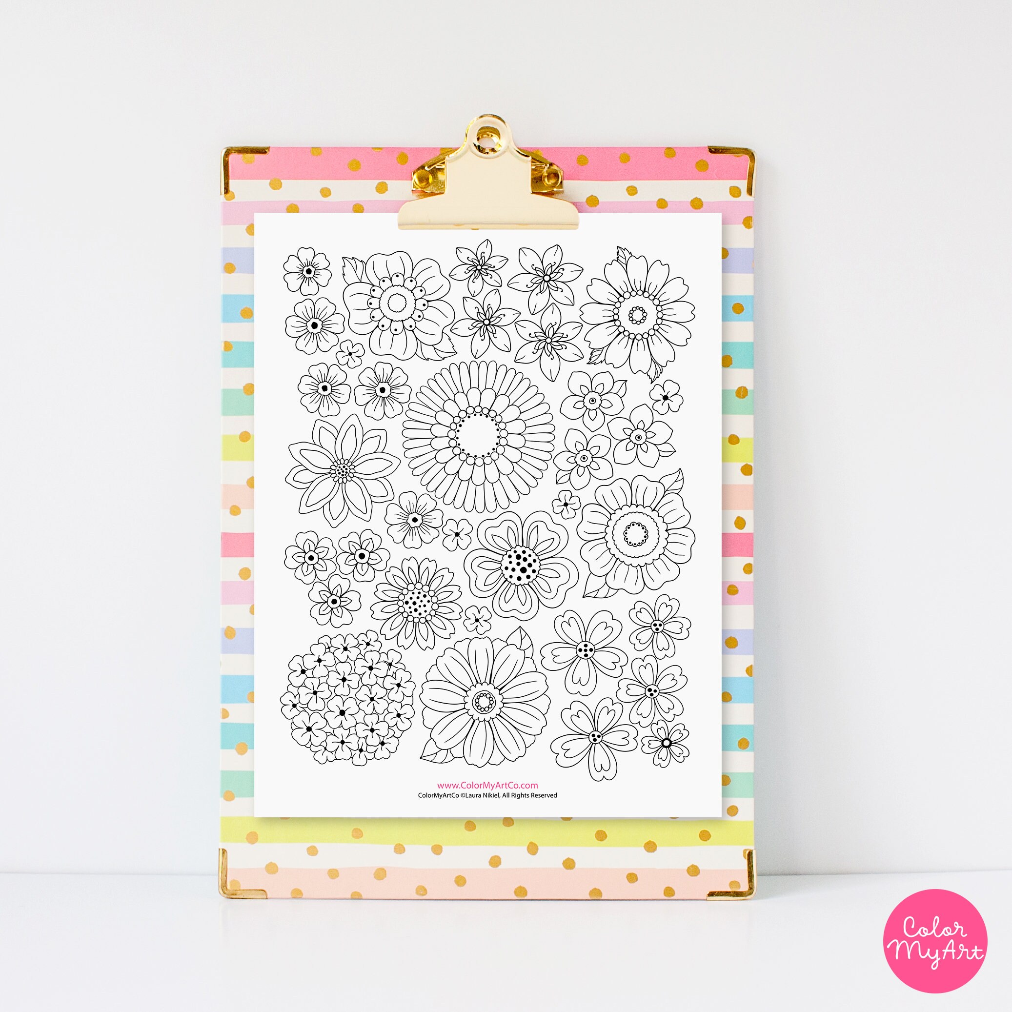 Flower Coloring Page, Floral Pattern, Wildflowers Coloring Sheet ...