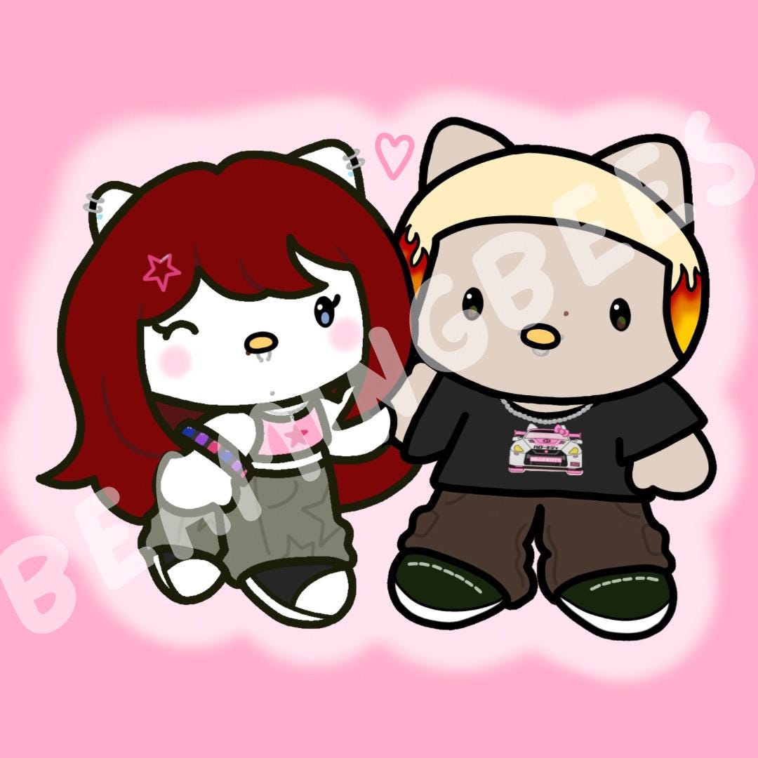 Custom Kitty Portrait, Couple Kitty, Self-portrait Kitty - Etsy