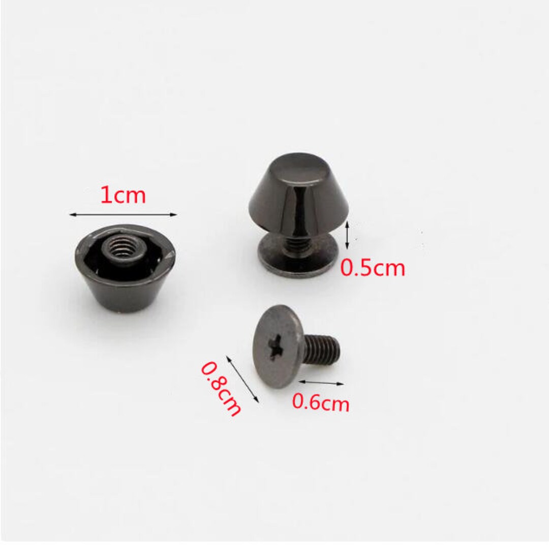 10mm Screw Back Rivet Studs for Bag Gunmetal Spike Screw Rivets Screw ...