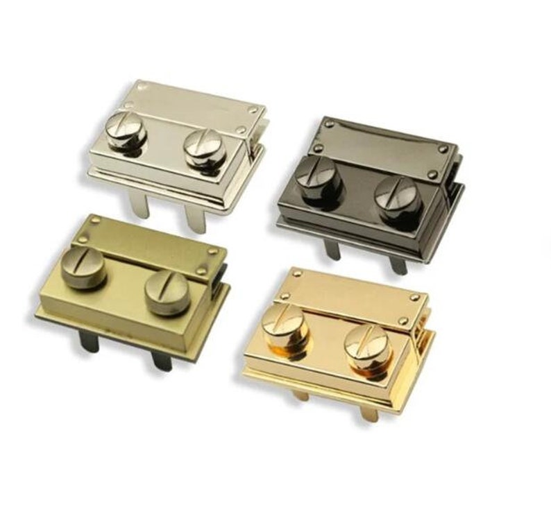 Rectangle Press Lock Clasp Purse Closure Squeeze Turn Lock Thumb Catch ...