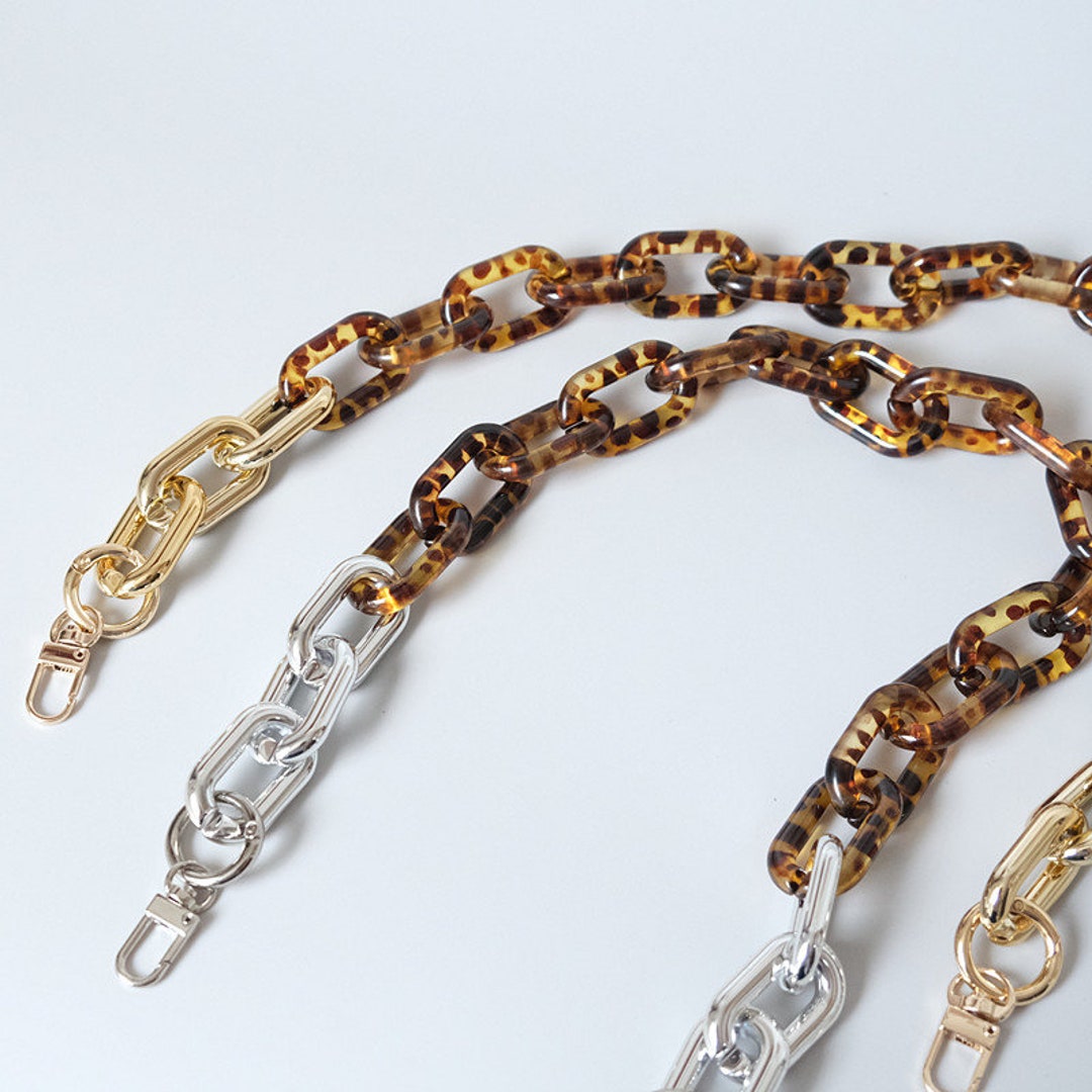 Golden Acrylic Oval Chain Silver Plastic Chain Necklace Bracelet Chain ...