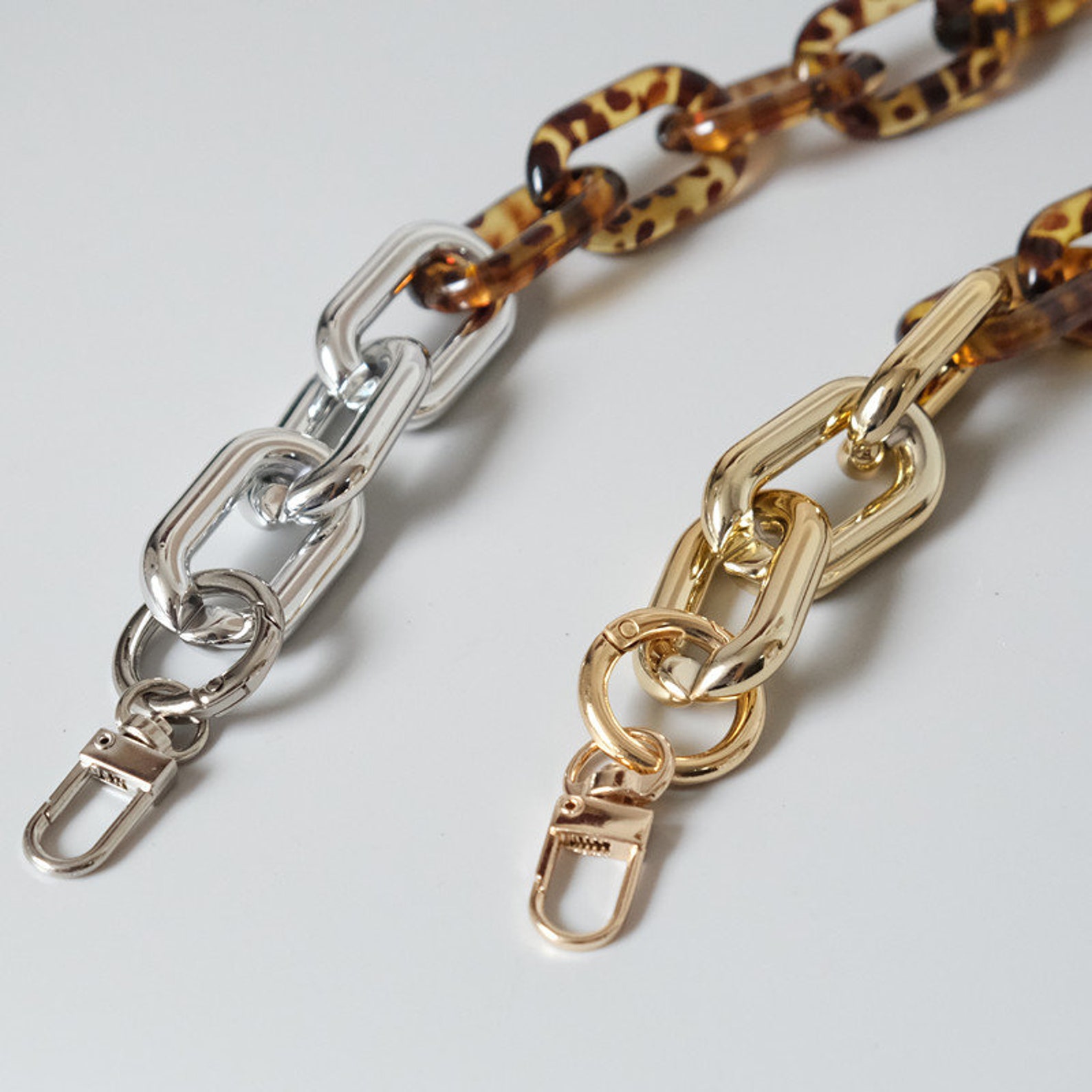 Golden Acrylic Oval Chain Silver Plastic Chain Necklace Bracelet Chain ...