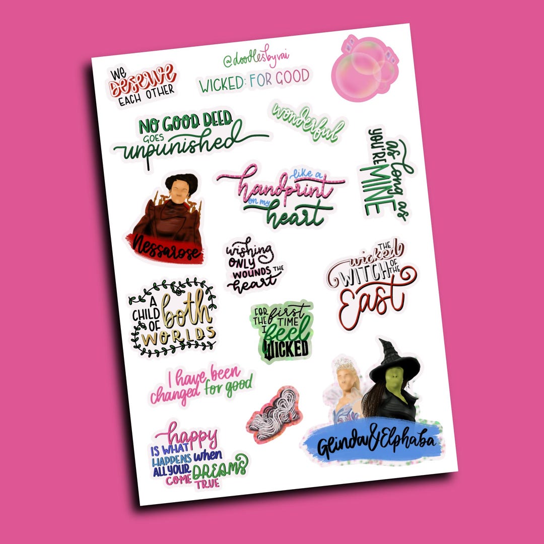 Wicked: for Good (part 2) Movie Inspired A5 Sticker Sheet - Etsy