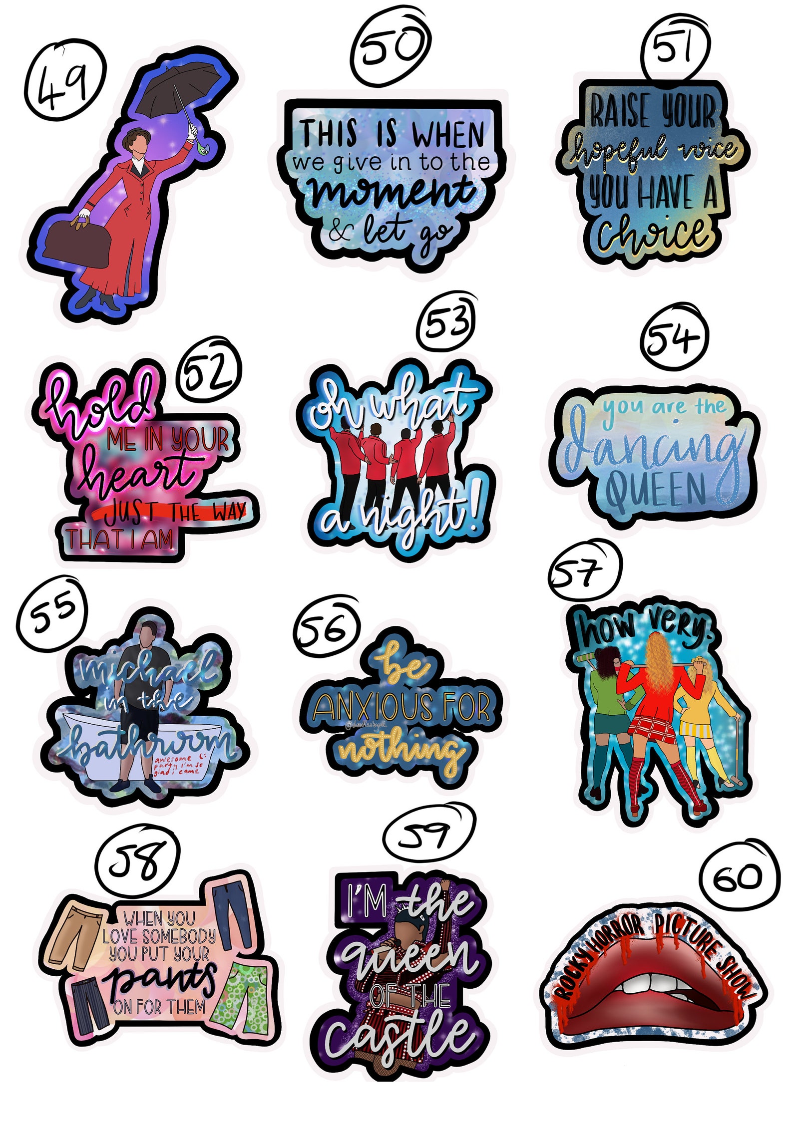 Musical Theatre Stickers Collection 5 Set of 3 - Etsy
