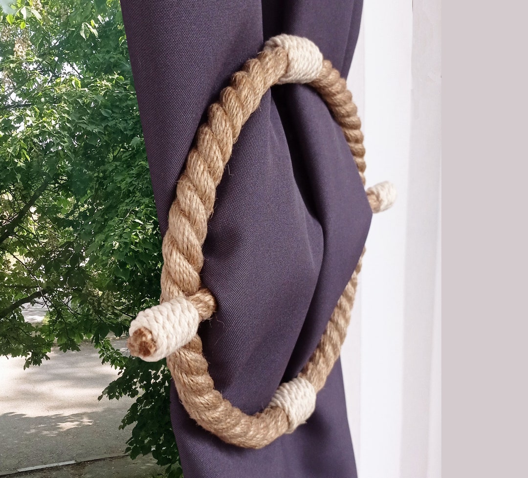Circle Curtain Tie Backs. Jute Rope Drapery Holdbacks. Holder - Etsy