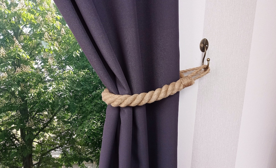 Jute Rope Curtain Tieback: Nautical Decor, Natural Accents - Etsy