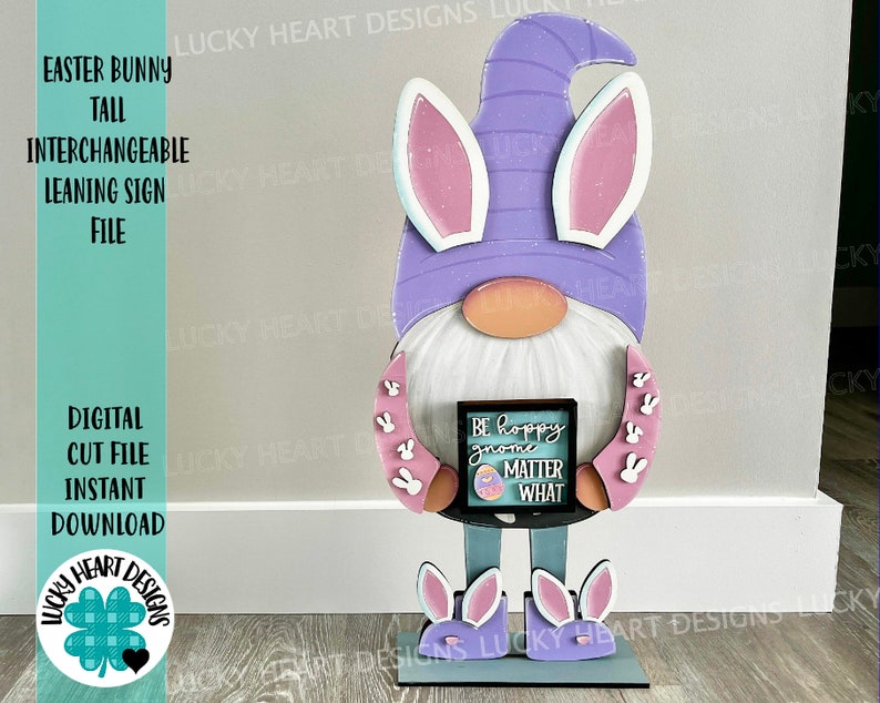 Easter Bunny Add on Tall Porch Interchangeable Leaning Sign Gnome File ...