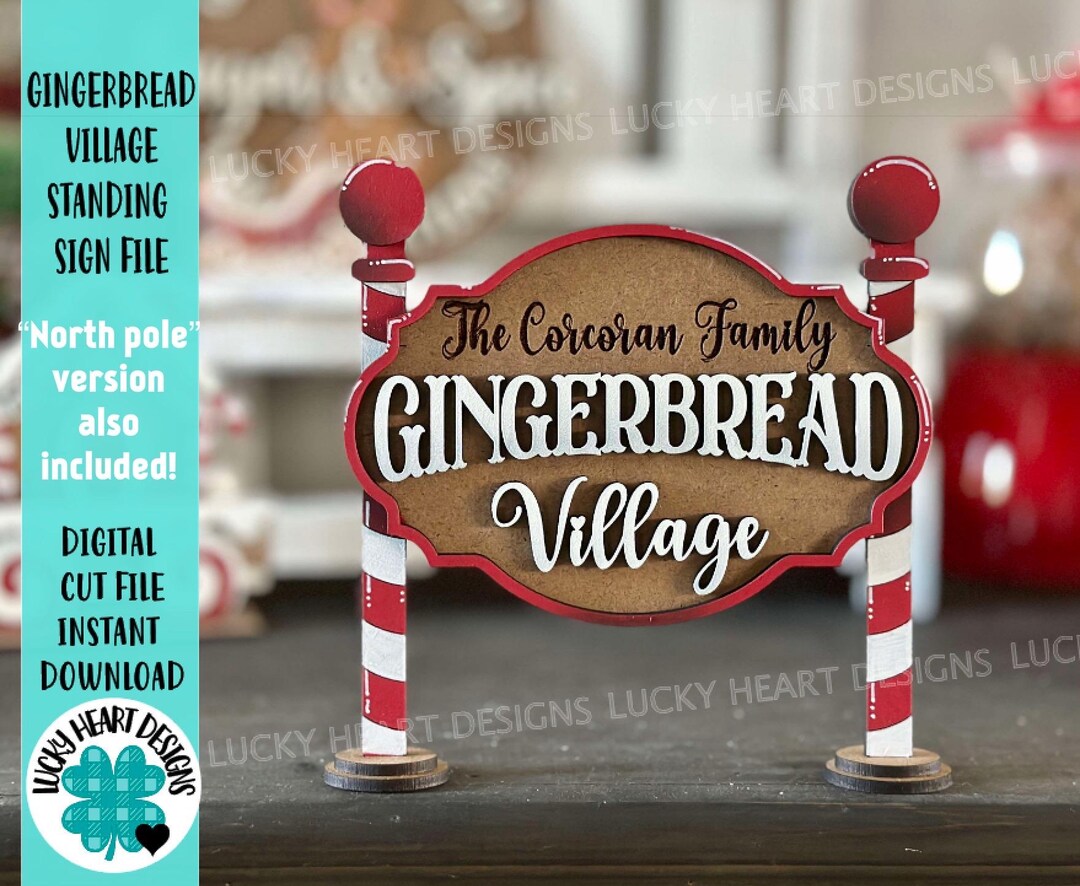 Gingerbread Village Standing Sign File SVG, Christmas, Santa, Candy ...
