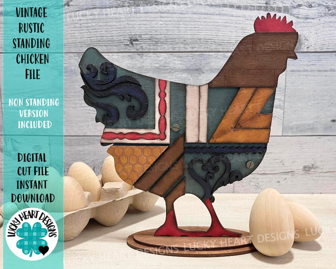 Vintage Rustic Chicken File SVG, Glowforge Farmhouse ...
