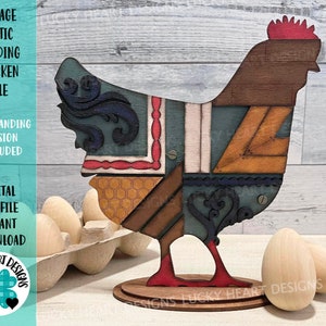 Vintage Rustic Chicken File SVG, Glowforge Farmhouse ...