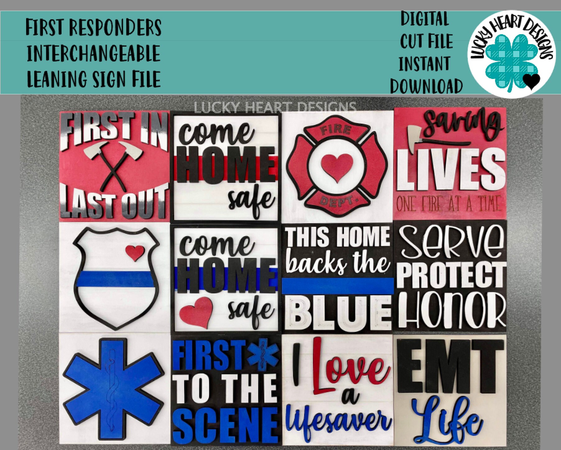 First Responders Interchangeable Leaning Sign File SVG | Etsy