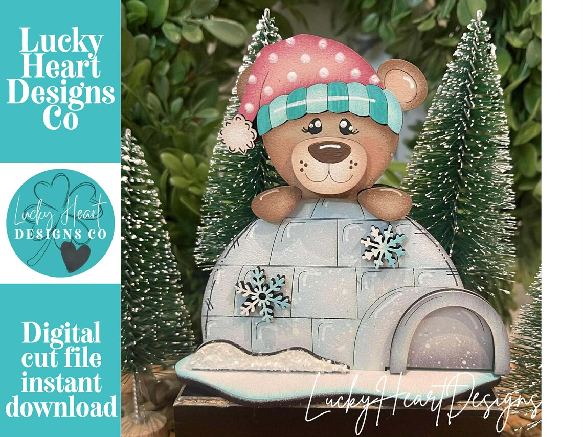 Bear Igloo Winter Standing Sign File SVG, Snowflake, Snowman, Mantle ...