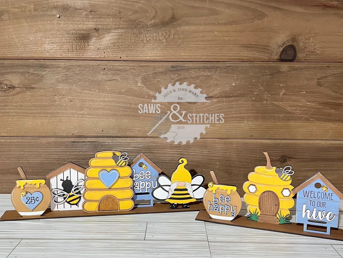 Bee Hive Standing Houses File SVG Tiered Tray Glowforge - Etsy
