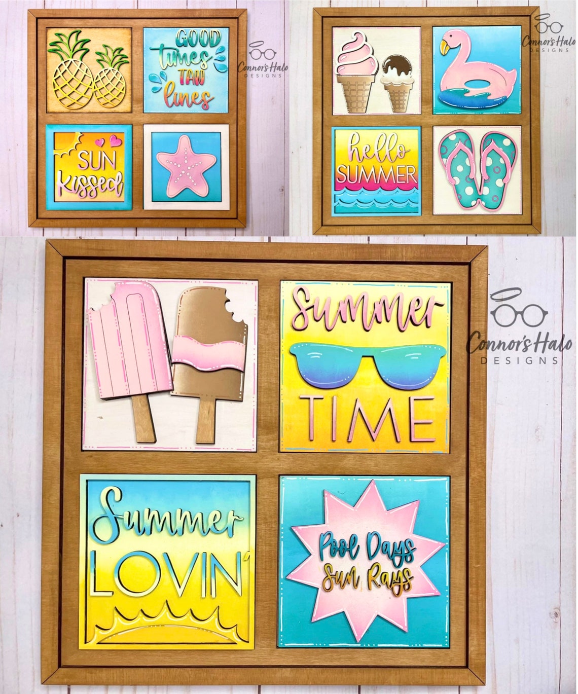 Summer Leaning Sign File SVG Glowforge Tiered Tray - Etsy