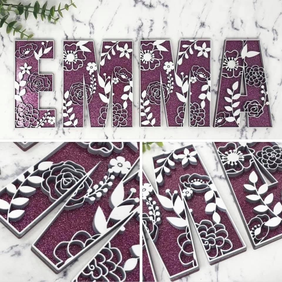 Mila Floral Alphabet File SVG Flower Name Sign | Etsy