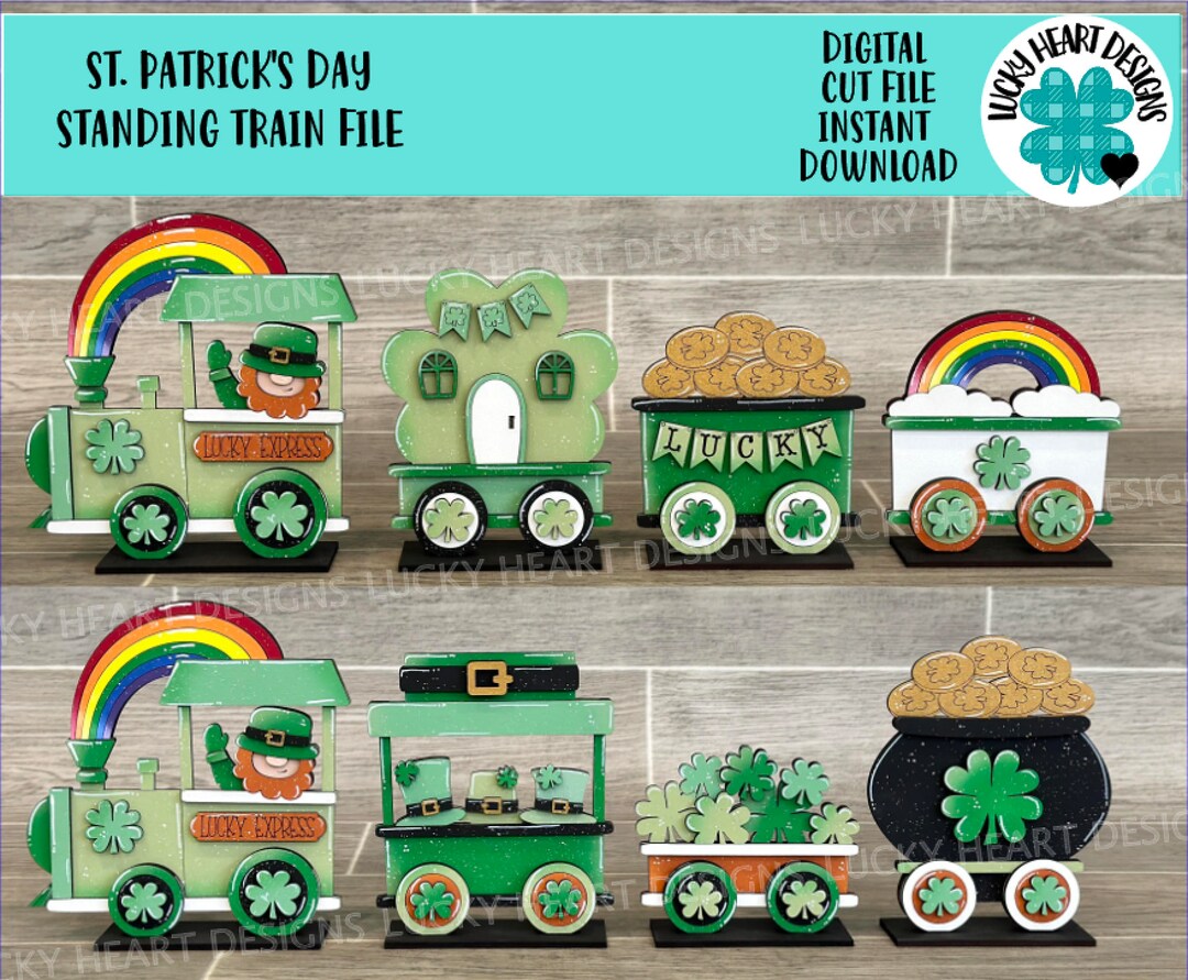 St. Patrick's Day Standing Train File SVG, Lucky, Clover, Pot O Gold ...