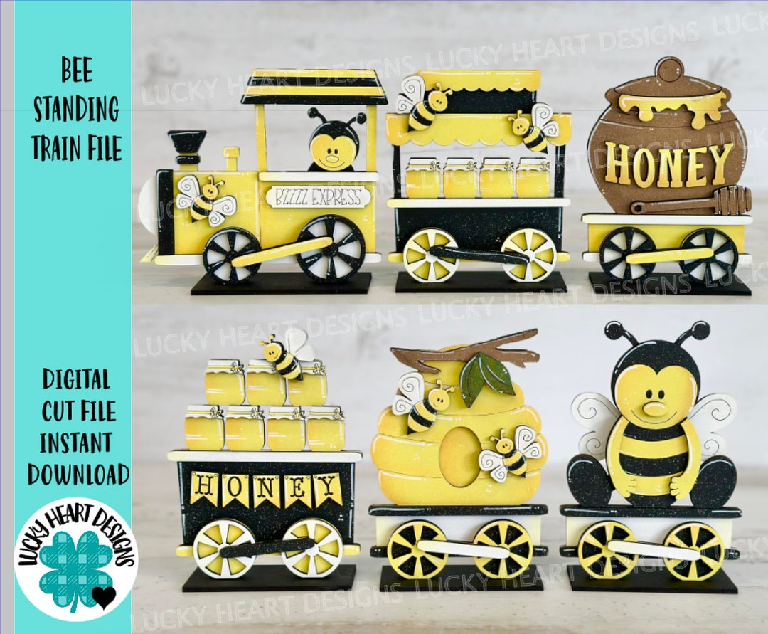 Bee Standing Train File SVG, Daisy, Honey, Bumble, Honey Pot, Tiered ...